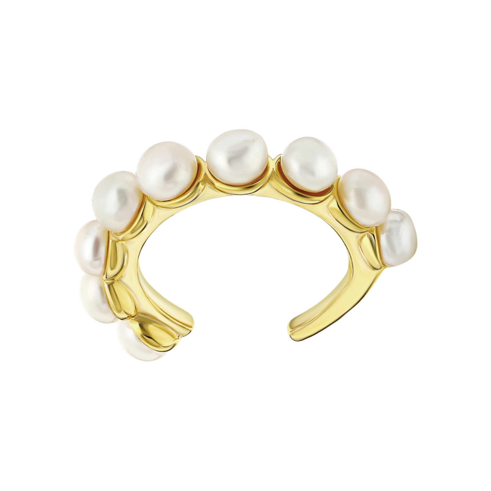 14k Gold Pearl Ear Cuff, C Shape Clip Earring, Natural Pearl Ear Cuff ...