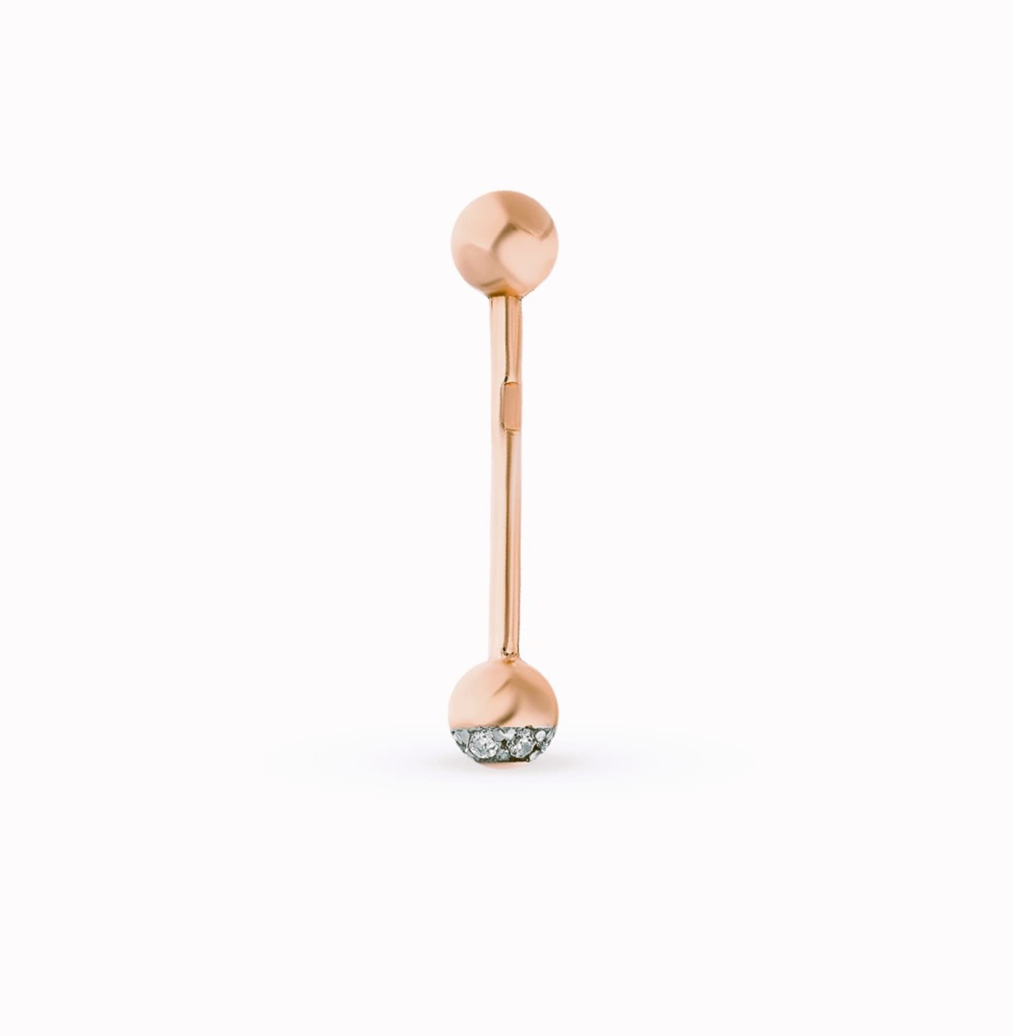 14K Rose Gold Diamond Barbell Earring | Minimalist Helix or Cartilage ...