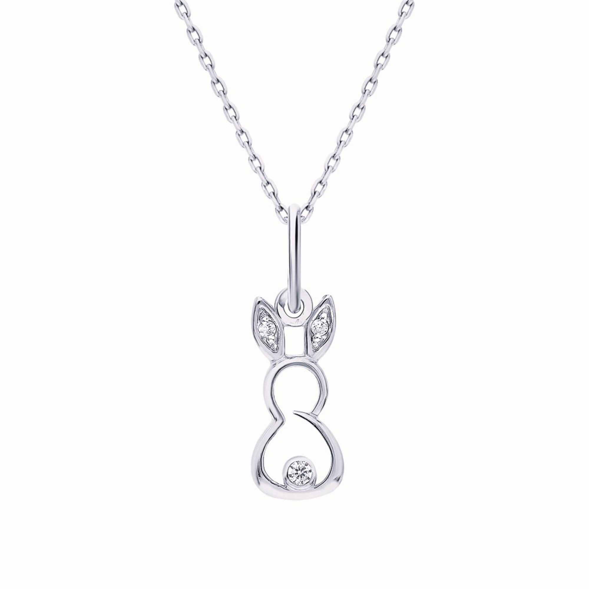 14k Gold Diamond Rabbit Pendant, Rabbit Charm Pendant, Animal Necklace ...