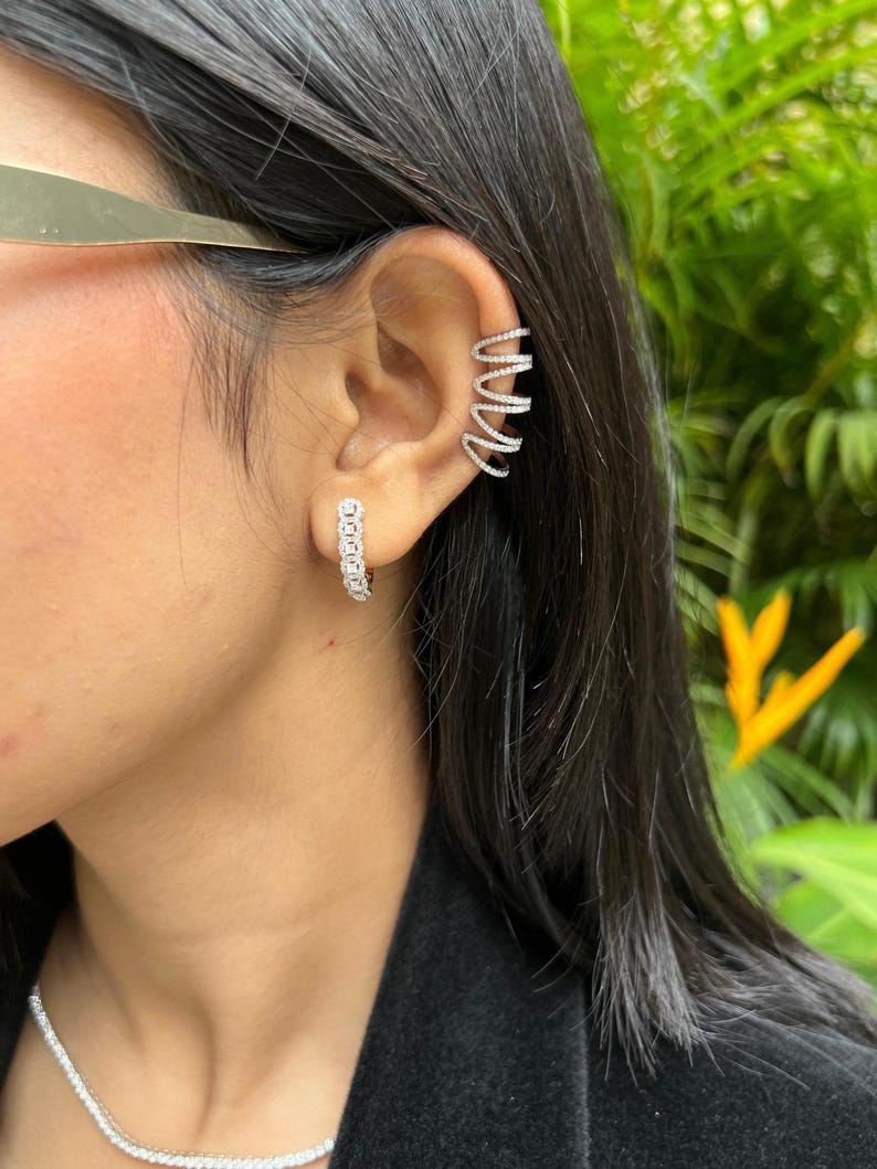 Diamond Spiral Ear Wrap Cuff, Diamond Topper Ear Cuff, Statement ...
