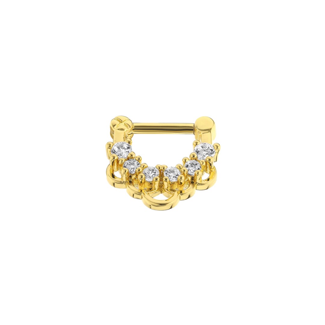 14K Solid Gold Septum Ring, Diamond Septum Piercing, Body Piercing ...