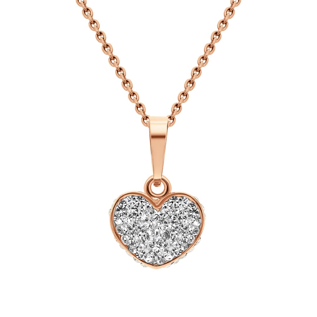 Heart Shape Pave Diamond Necklace , Heart Pendant in 14K Rose Gold ...