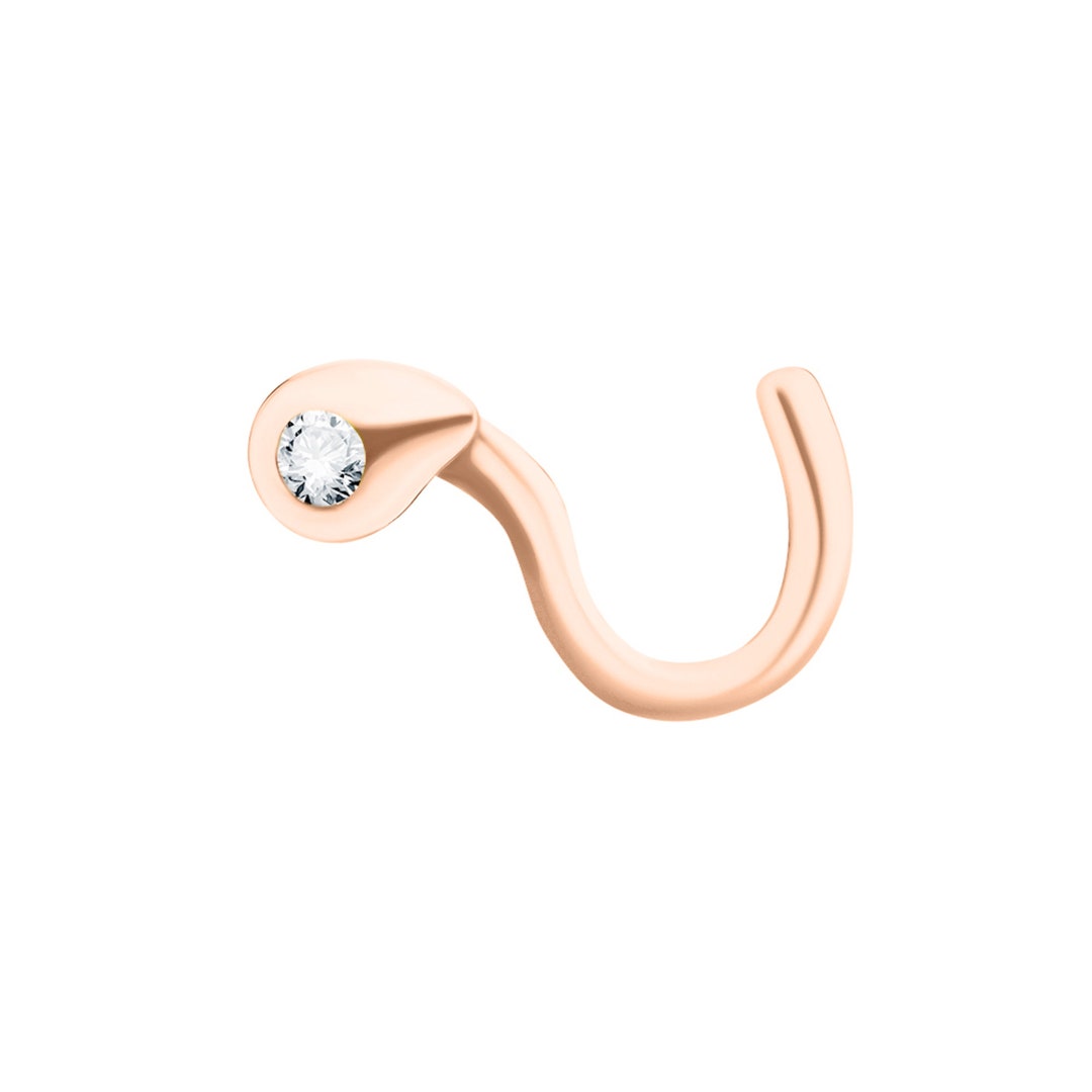 Pear Shaped Diamond Nose Piercing | 14K White Gold Nose Pin | Single ...