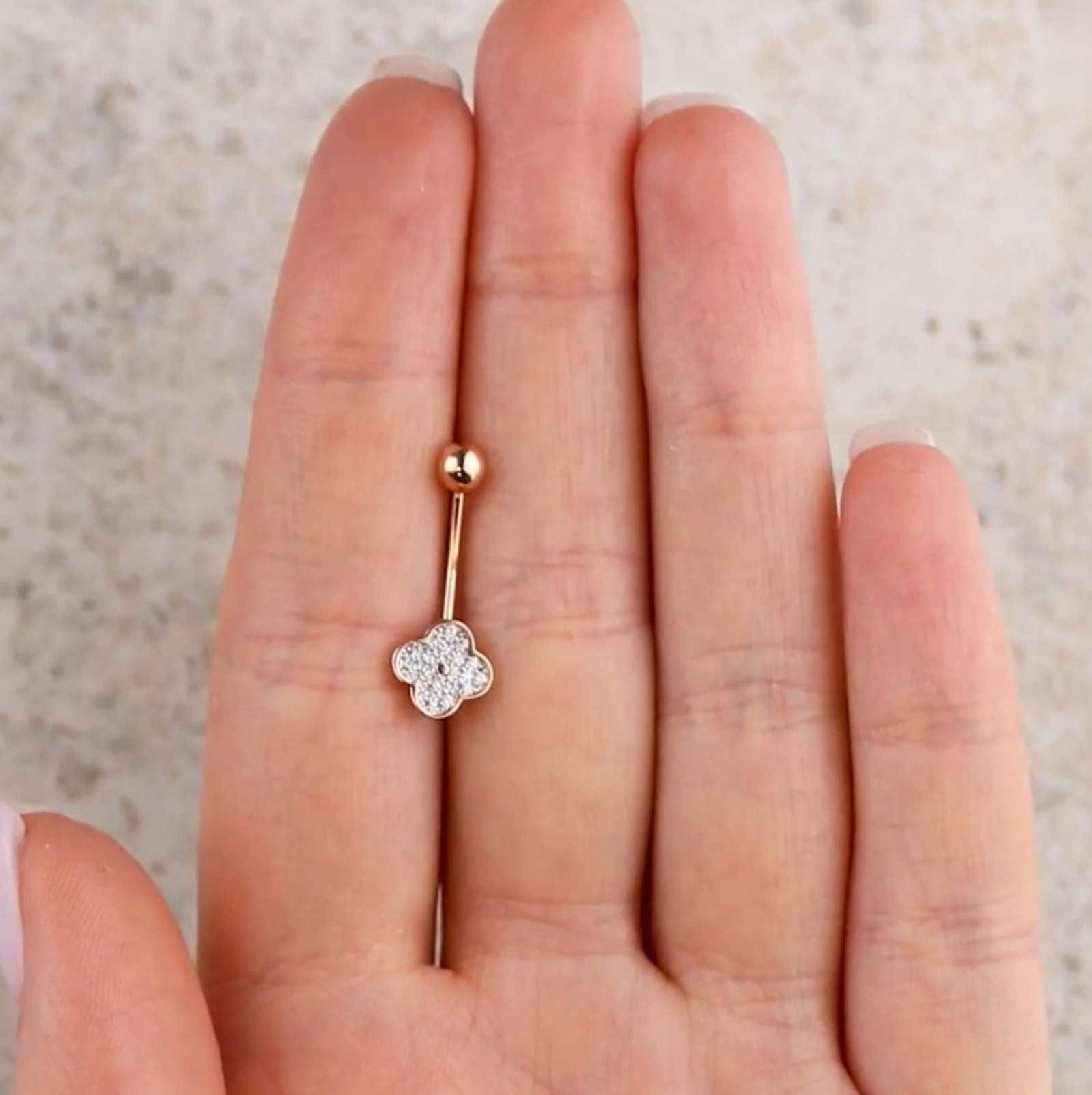 14k Gold Belly Button Piercing Navel Piercing belly Barbell Body Jewelry Anniversary Gift gift ...