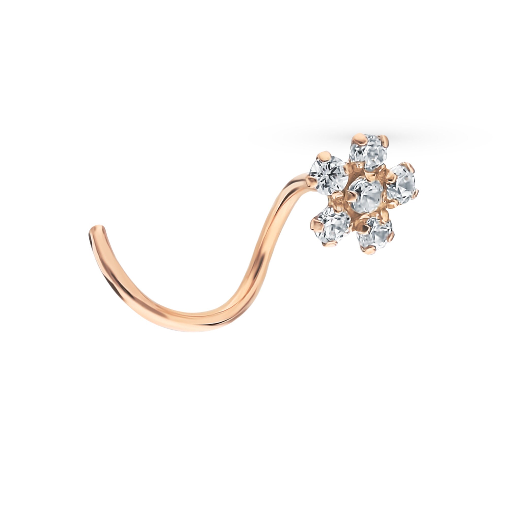 20g Natural Diamond Flower Nose Ring 14k Solid Gold Nose stud Nostril Piercing Flower Diamond Ring Body Piercing. Etsy