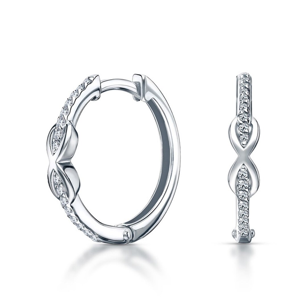 Diamond Infinity Huggie Hoop Earring, Infinity Hoop Earring, Fashion ...