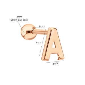 Super Tiny Letter A Earring, 14k Gold Initial Piercing, Alphabet Stud ...