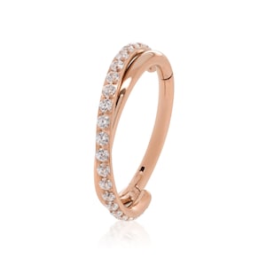 14K Gold Crossing Line Conch Ring ,double Conch Hinged Hoop, Infinity ...