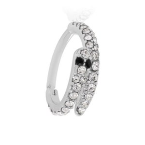 Snake Design Diamond Clicker Piercing, 14K White Gold Conch Snake Hoop ...