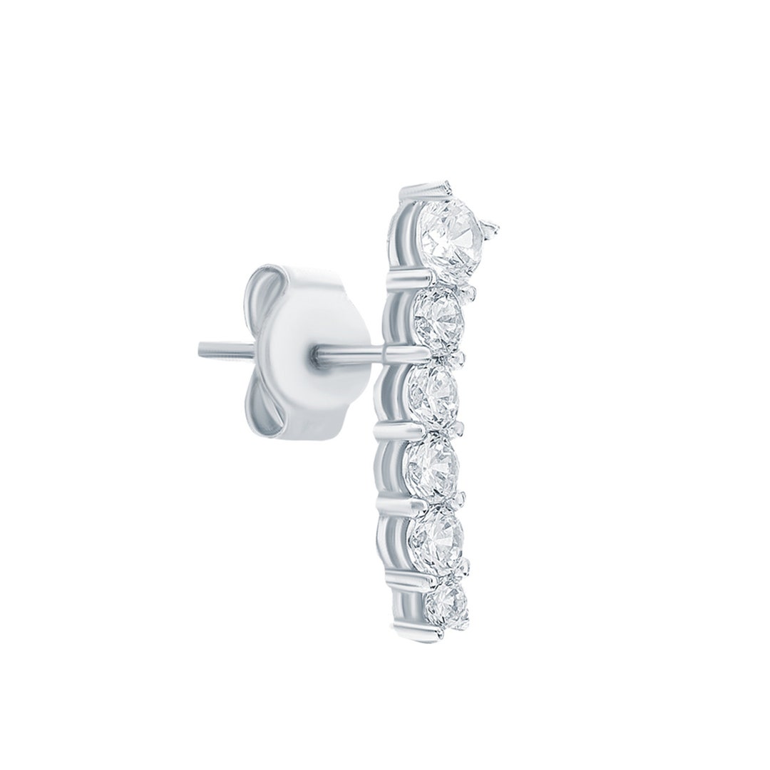 14K Solid Gold Curved Helix Earring, Diamond Climber Piercing, Arc ...