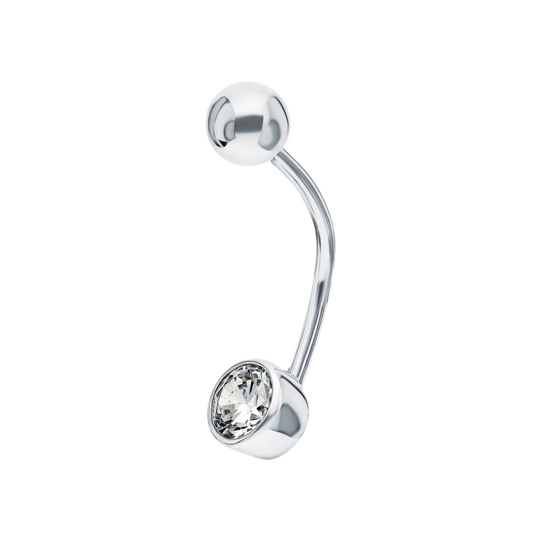 Round Shaped Navel Belly, Bezel Diamond Belly Piercing in 14k Gold ...