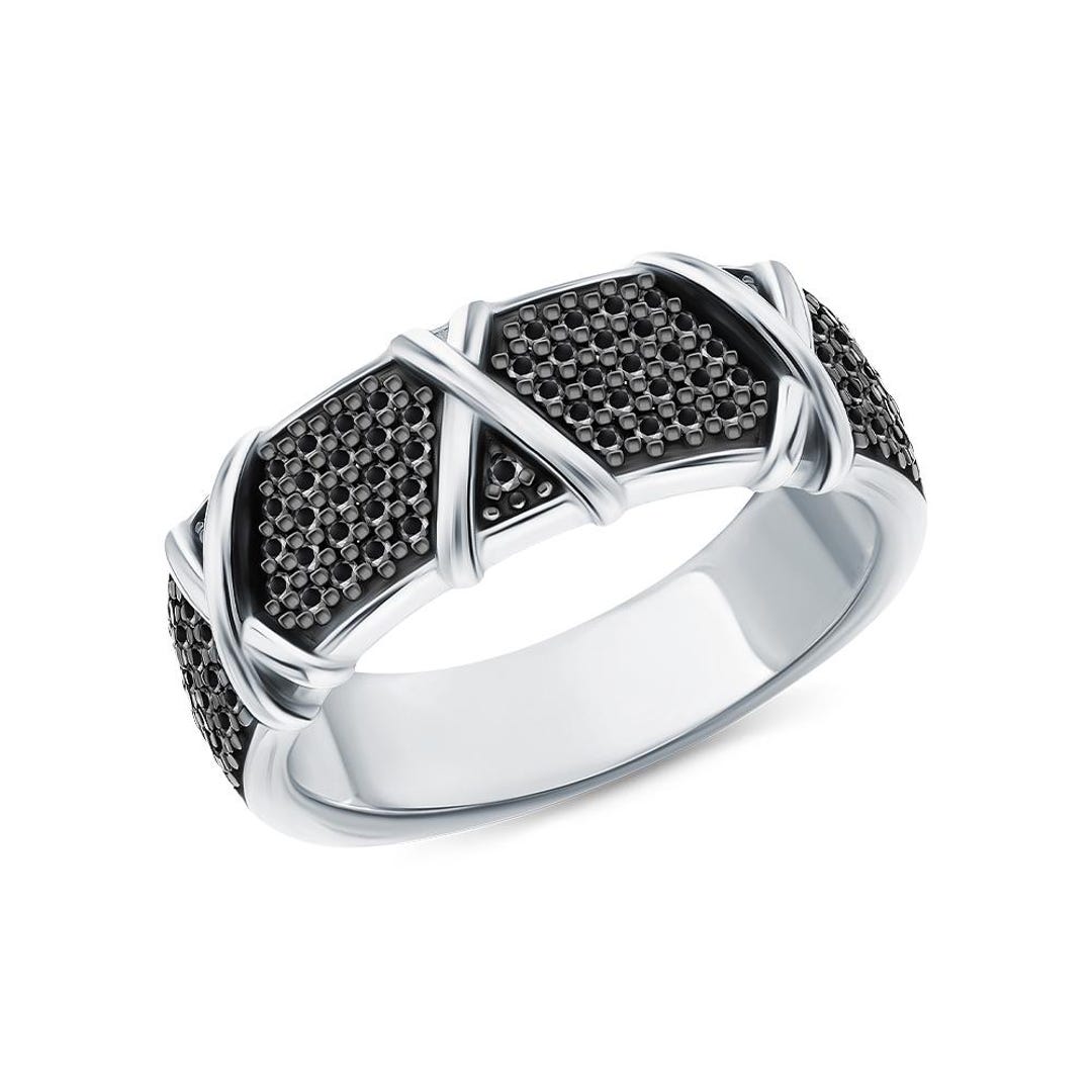 Black Round Tiffany Diamond Ring, 14K White Gold Black Ring, T Finger ...