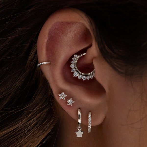 Rose Gold Diamond Daith Ring - Etsy