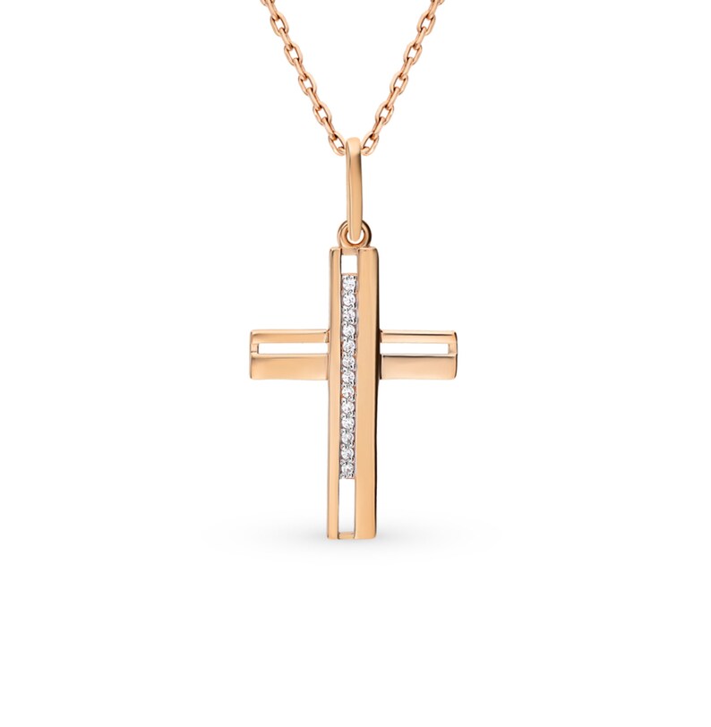 Tiny Pave Diamond Cross Necklace • 14K Gold Cross Pendant • Minimalist ...