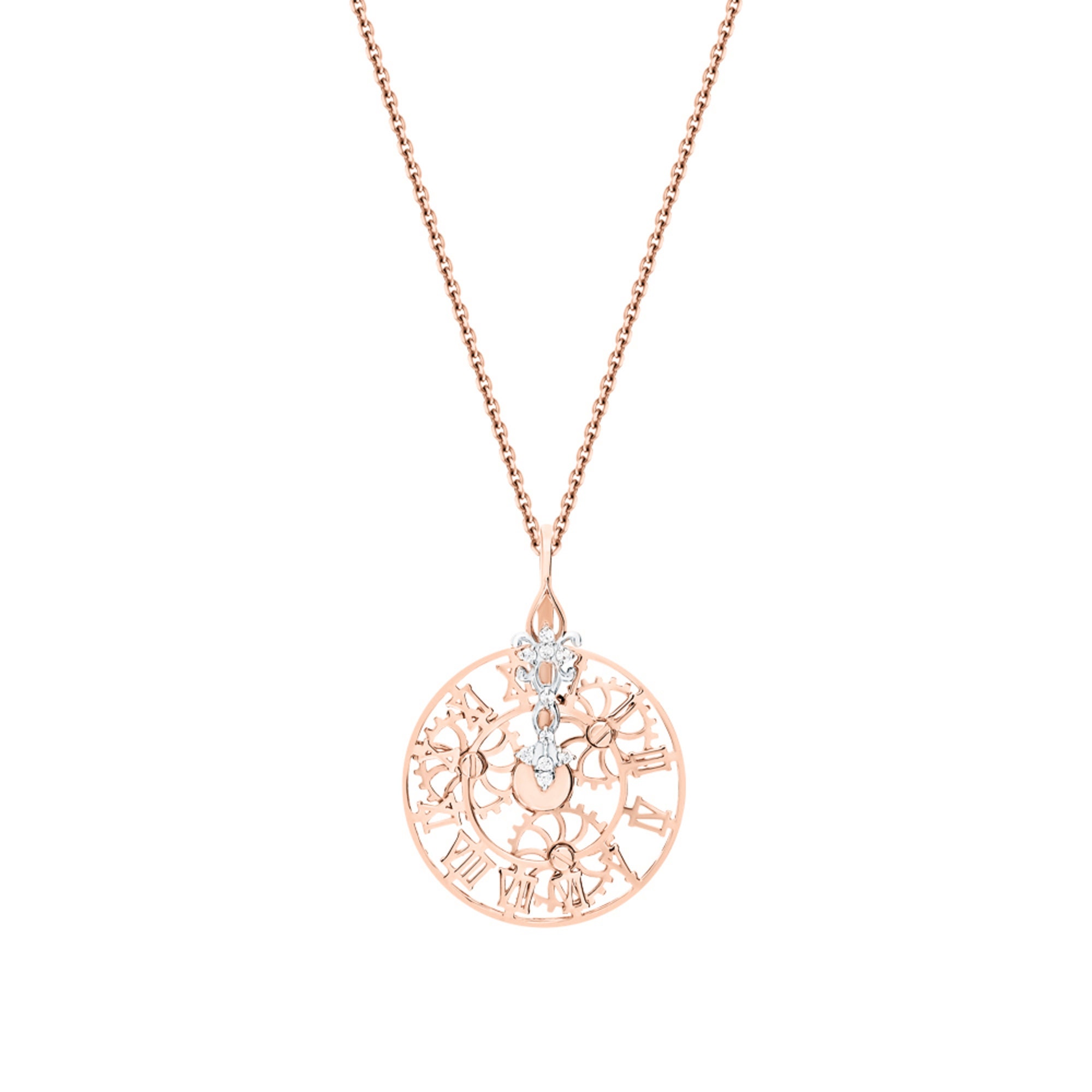 Wind up Retro Round Pendant, 14k Gold Clock Necklace, Personalized ...