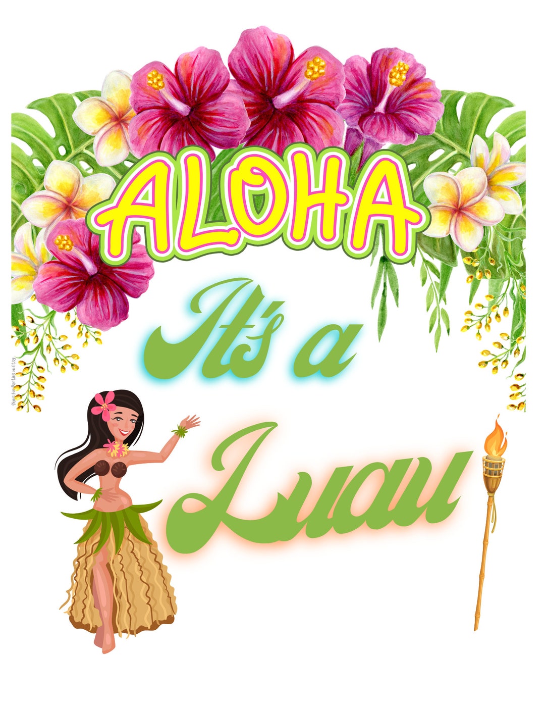 Printable Luau Sign, Island Party Signs, Tiki Party Theme, Digital ...