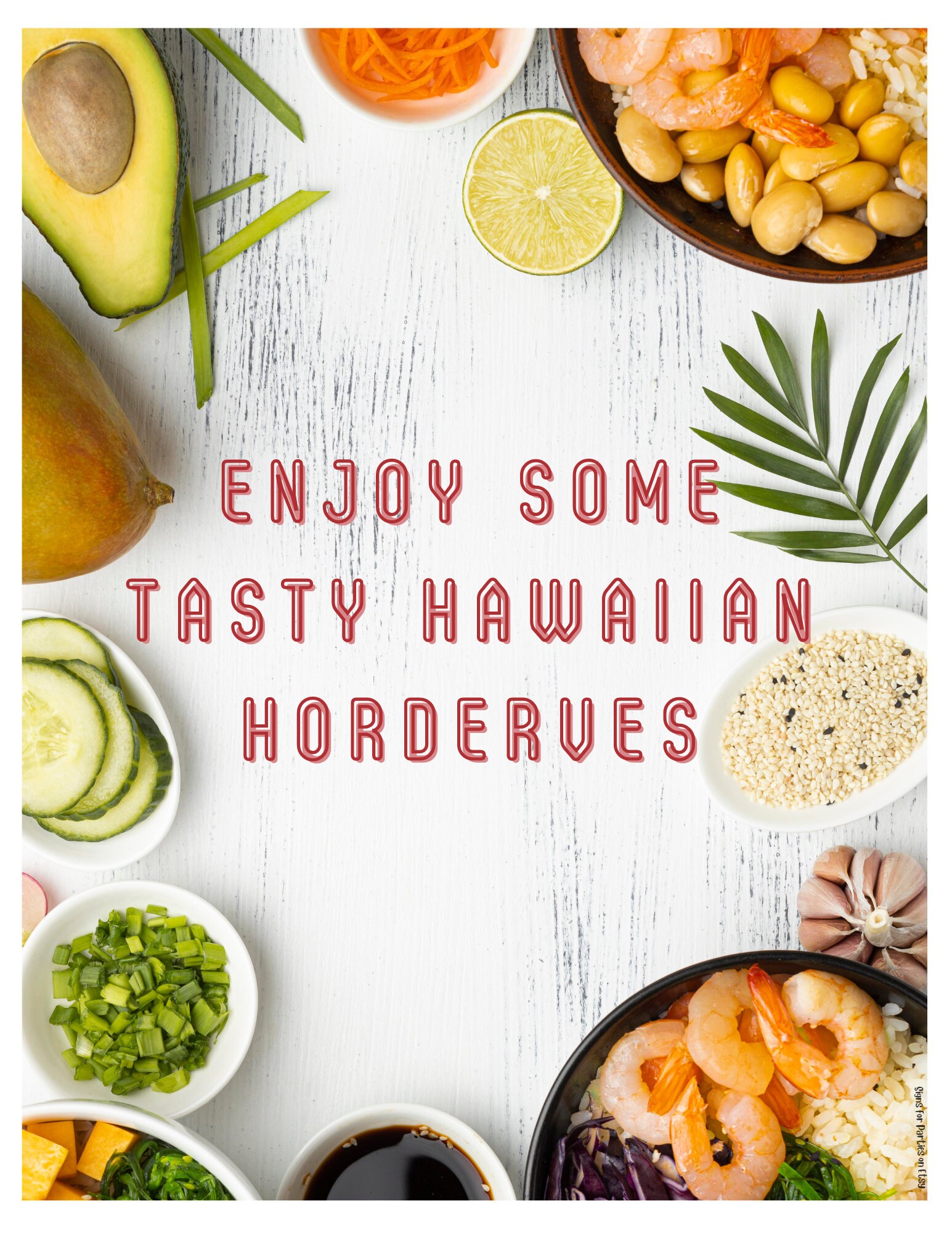 Printable Luau Sign, Island Party Signs, Tiki Party Theme, Digital ...