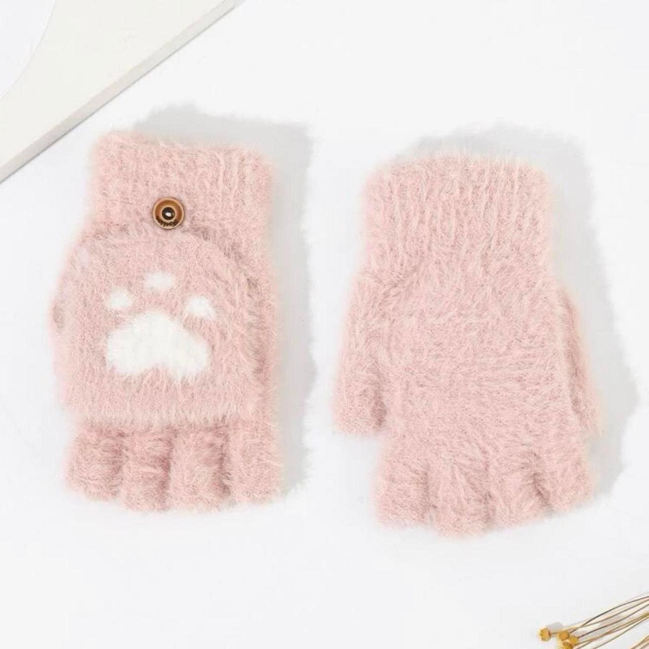 Paw Print Mittens Fingerless Gloves - Etsy