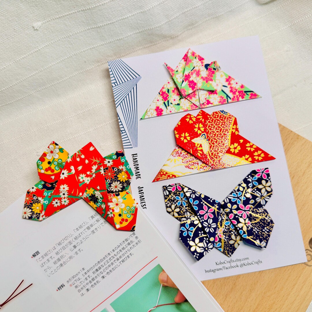 Set of 3 Japanese Origami Bookmarks – Crane, Heart & Butterfly ...