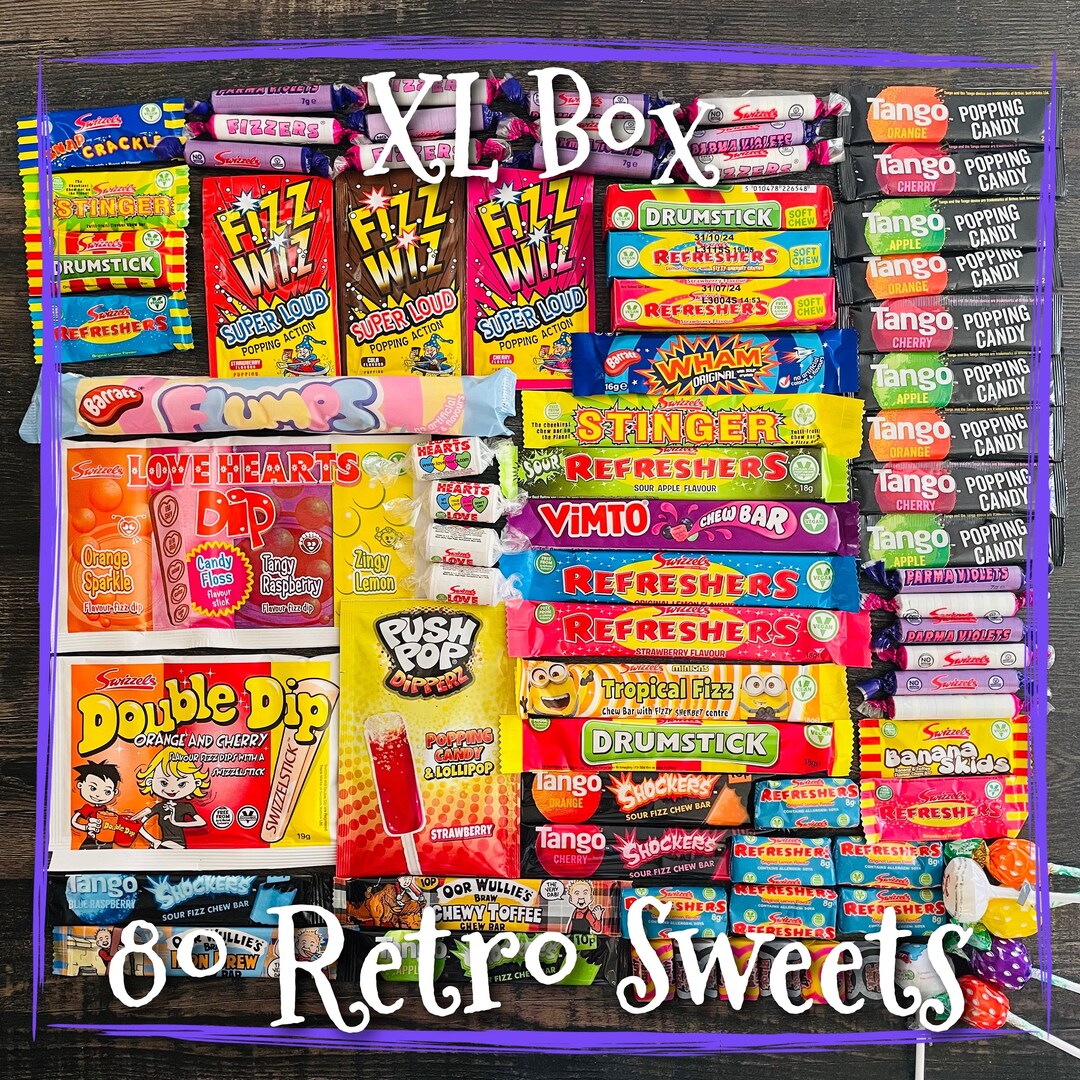 Extra Large Retro Sweets Gift Box With 80 Sweets Personalised Hamper ...