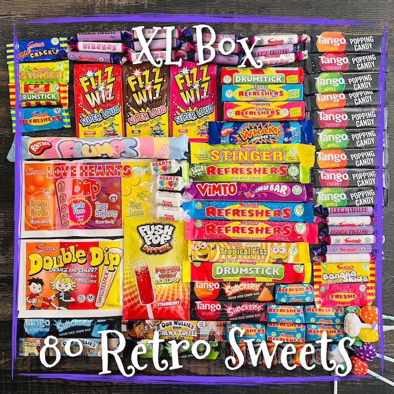 Extra Large Retro Sweets Gift Box With 80 Sweets Personalised Hamper ...
