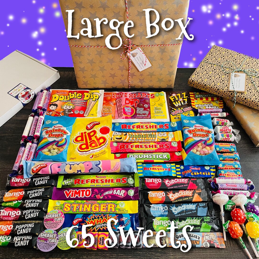 Large Retro Sweets Gift Box With 65 Sweets Personalised - Etsy UK