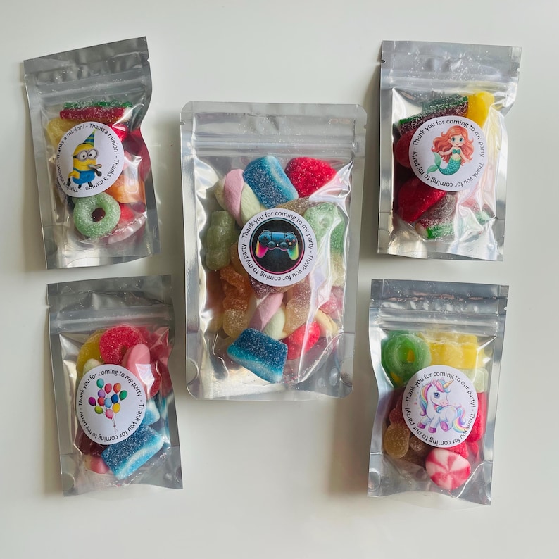 Personalised Birthday Party Sweet Pouches | Kids Party Bag Filler ...