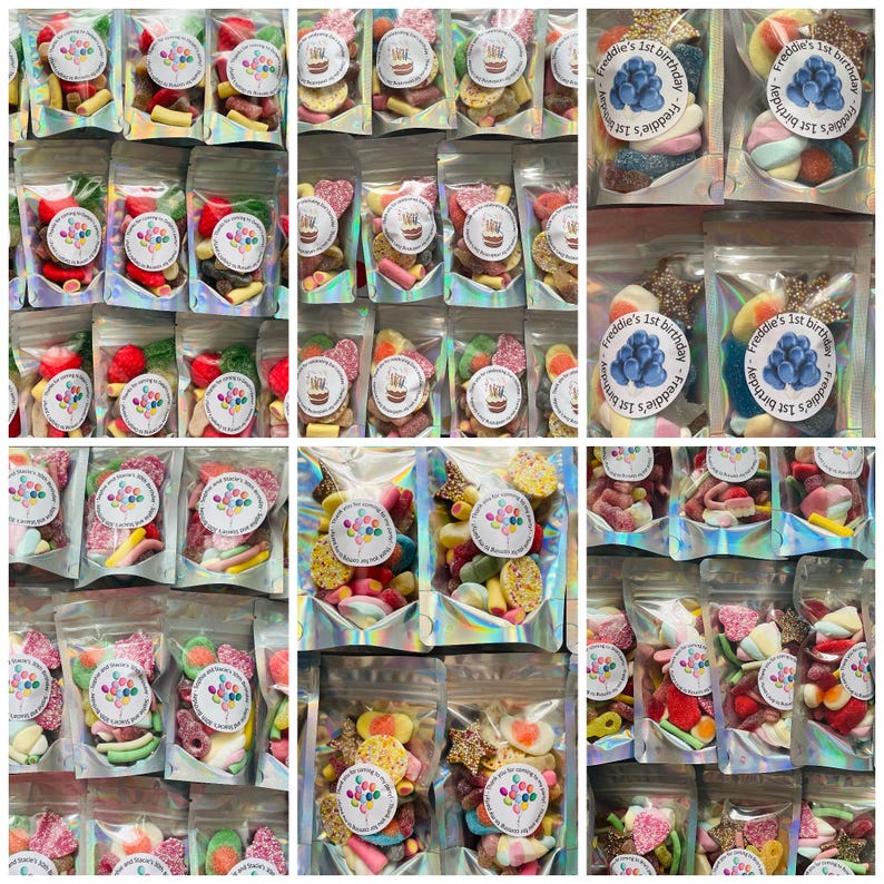 Personalised Birthday Party Sweet Pouches | Kids Party Bag Filler ...