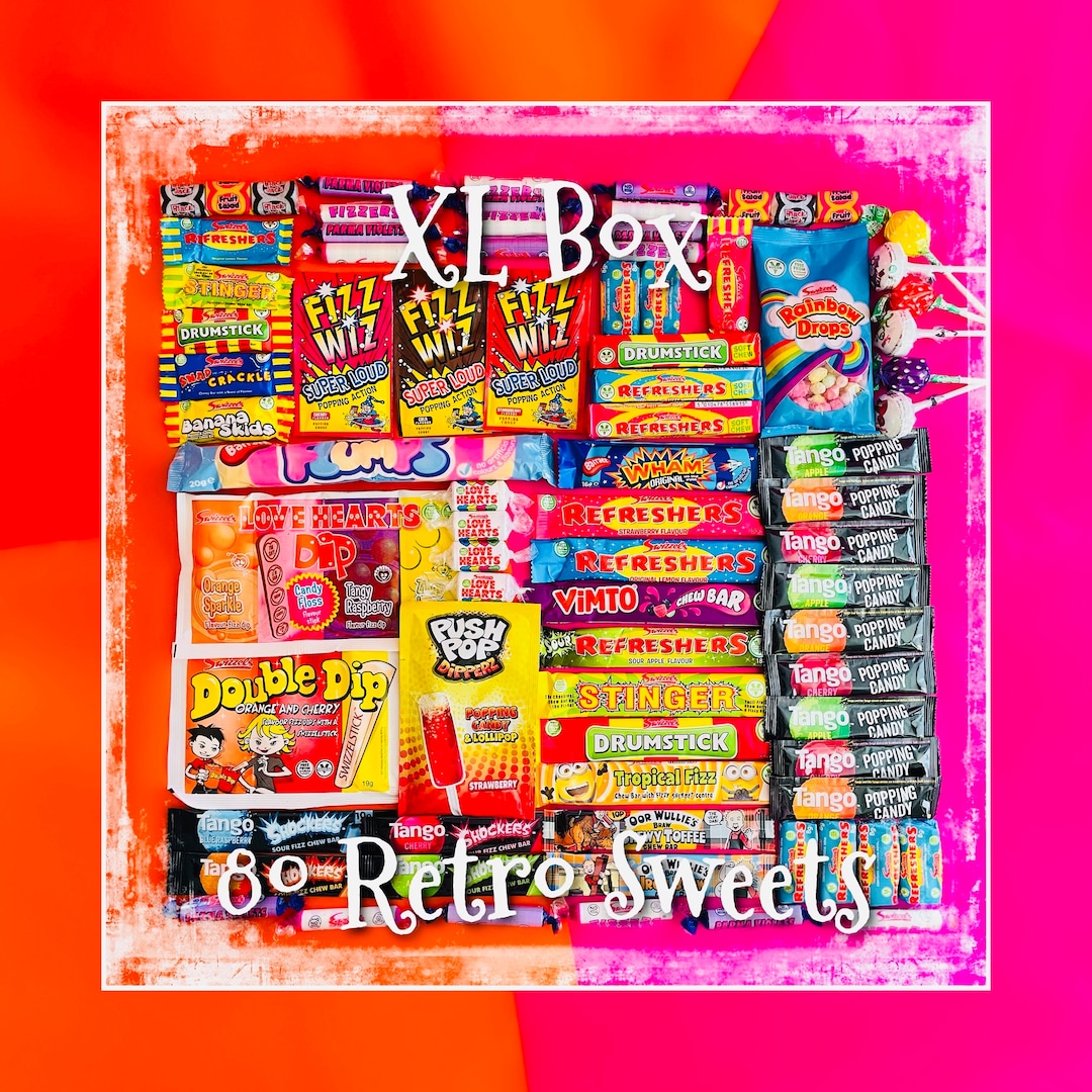 Extra Large Retro Sweets Gift Box With 80 Sweets | Personalised Hamper ...