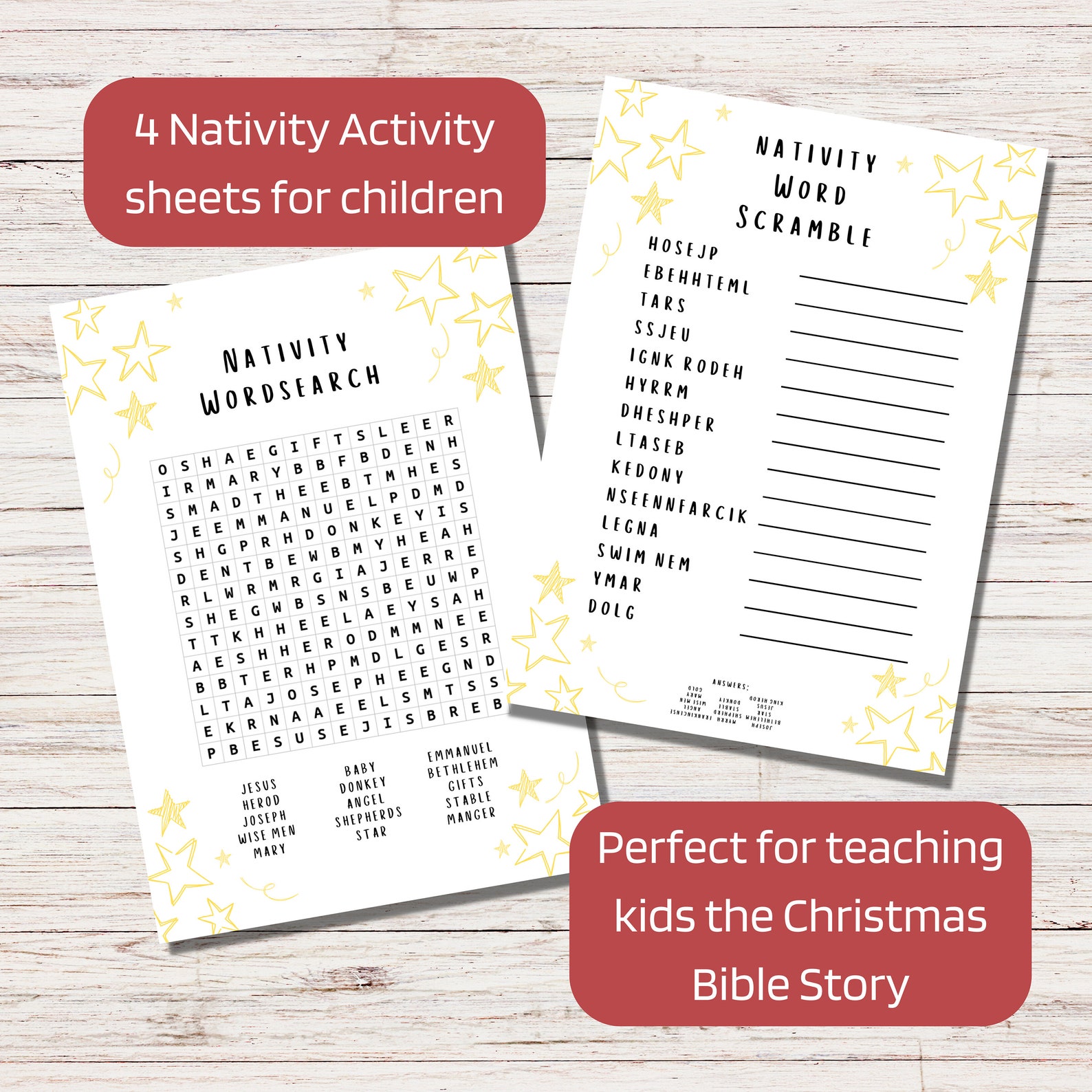 Printable Christmas Activity Sheets for Kids / Nativity for Kids ...