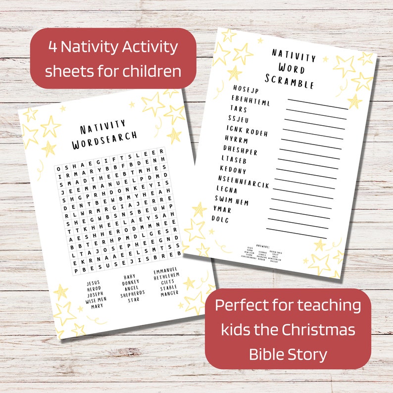 Printable Christmas Activity Sheets for Kids / Nativity for Kids ...