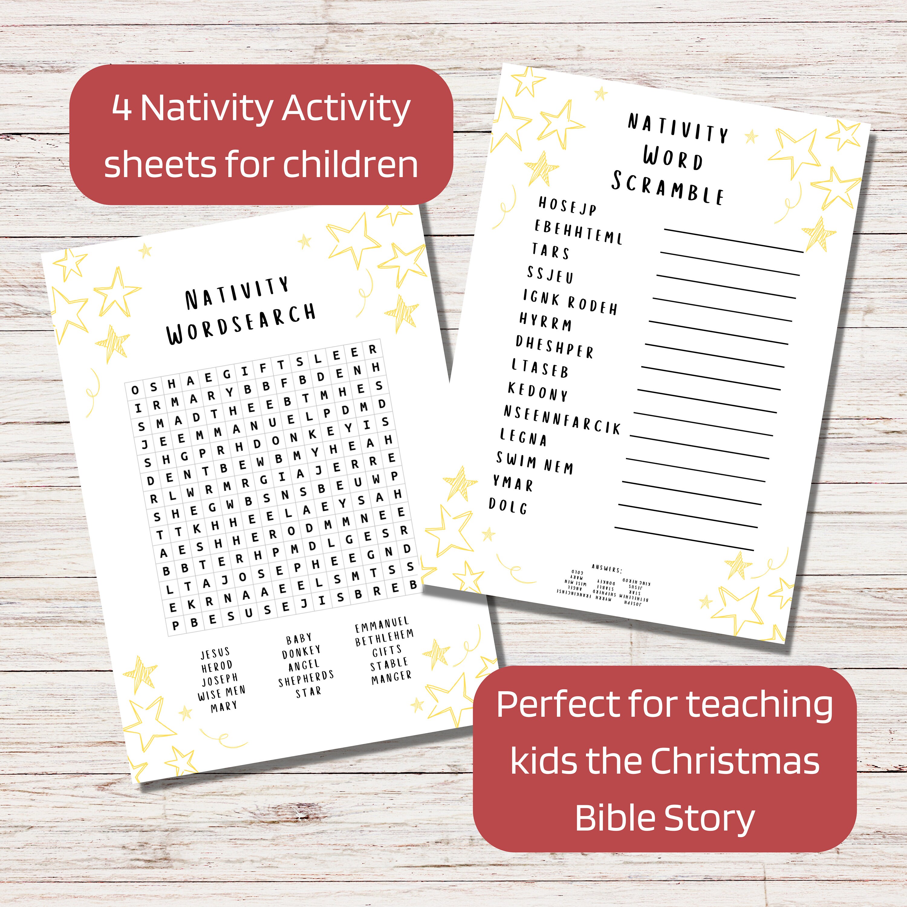 Printable Christmas Activity Sheets for Kids / Nativity for Kids ...
