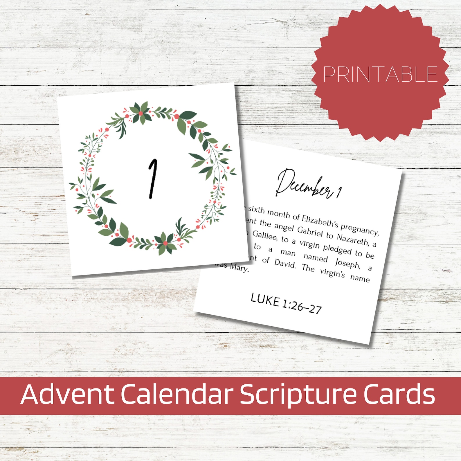 Christmas Advent Scripture Cards Printable Christian Bible Advent ...