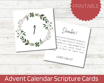 Scripture Advent Calendar for Printable, Christmas Countdown, Bible ...