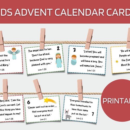 Advent Scripture Cards Advent Calendar Nativity Advent Etsy