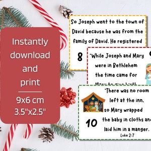 Kids Nativity Advent Calendar Scripture Cards Printable Digital ...