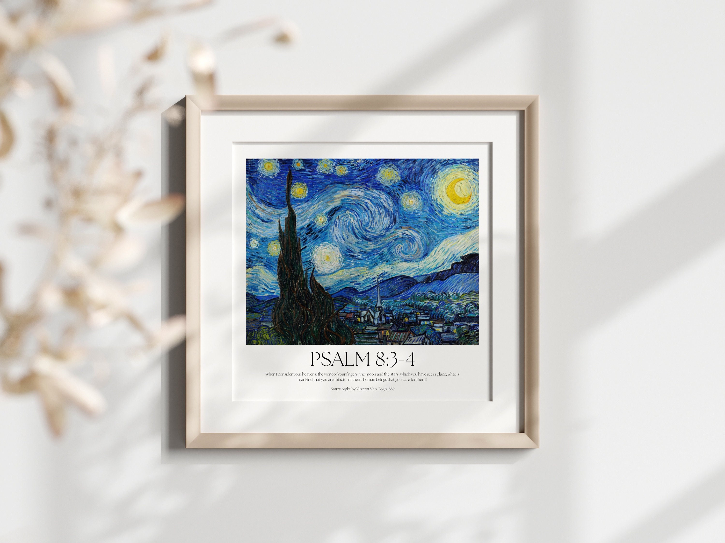 Printable Psalm 8 Starry Night Art Print by Van Gogh, Christian Artwork ...