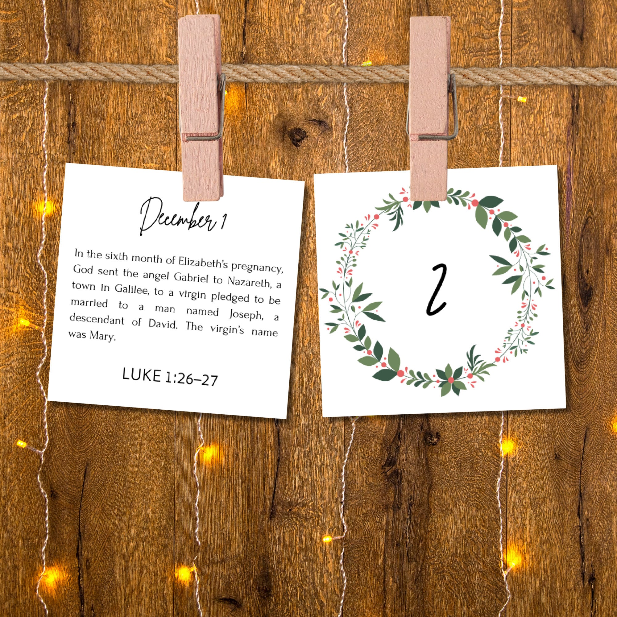 Christmas Advent Scripture Cards Printable Christian Bible Advent ...