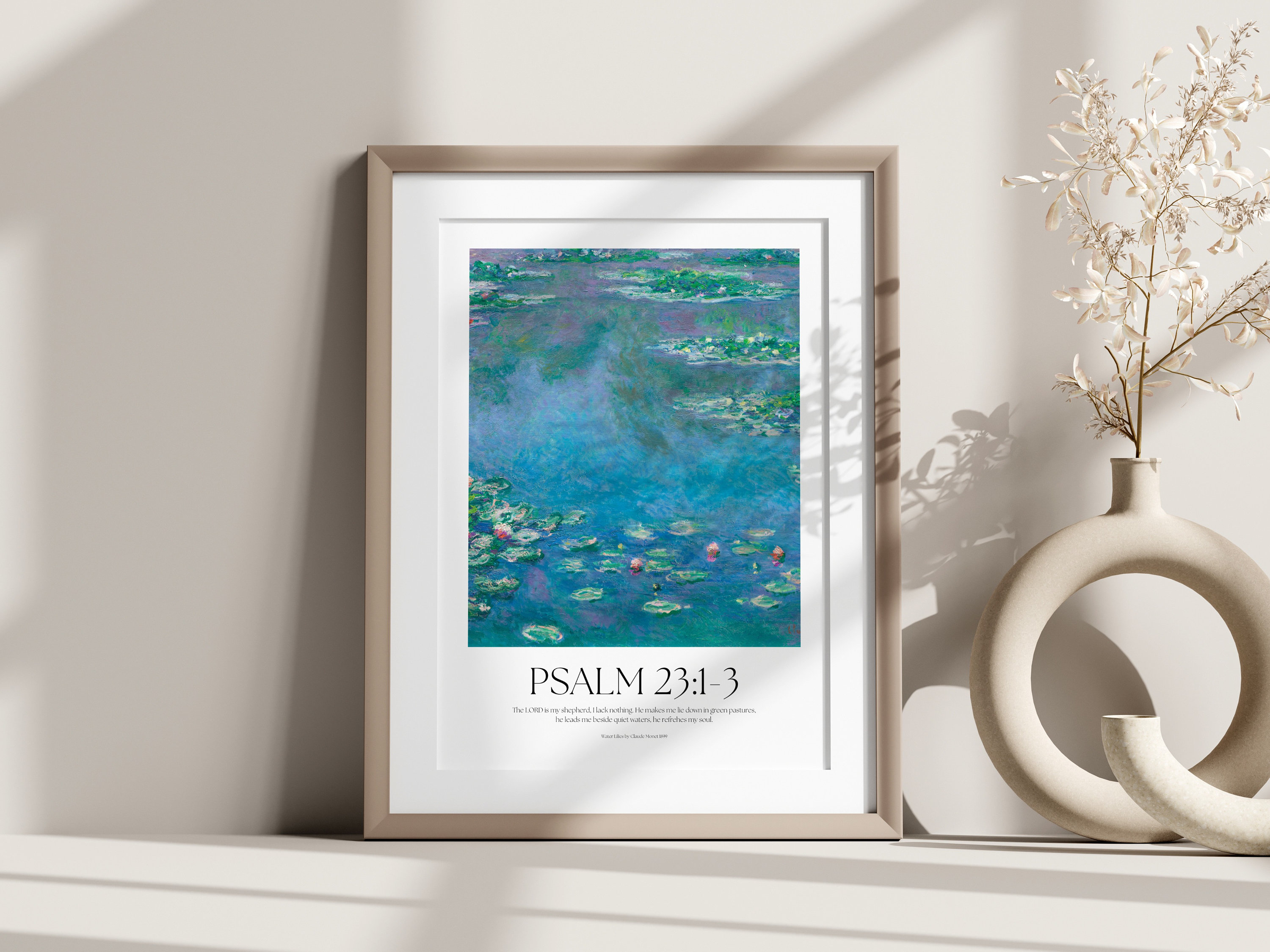 Printable Romans 23 Bible Verse Christian Artwork, Claude Monet Water ...