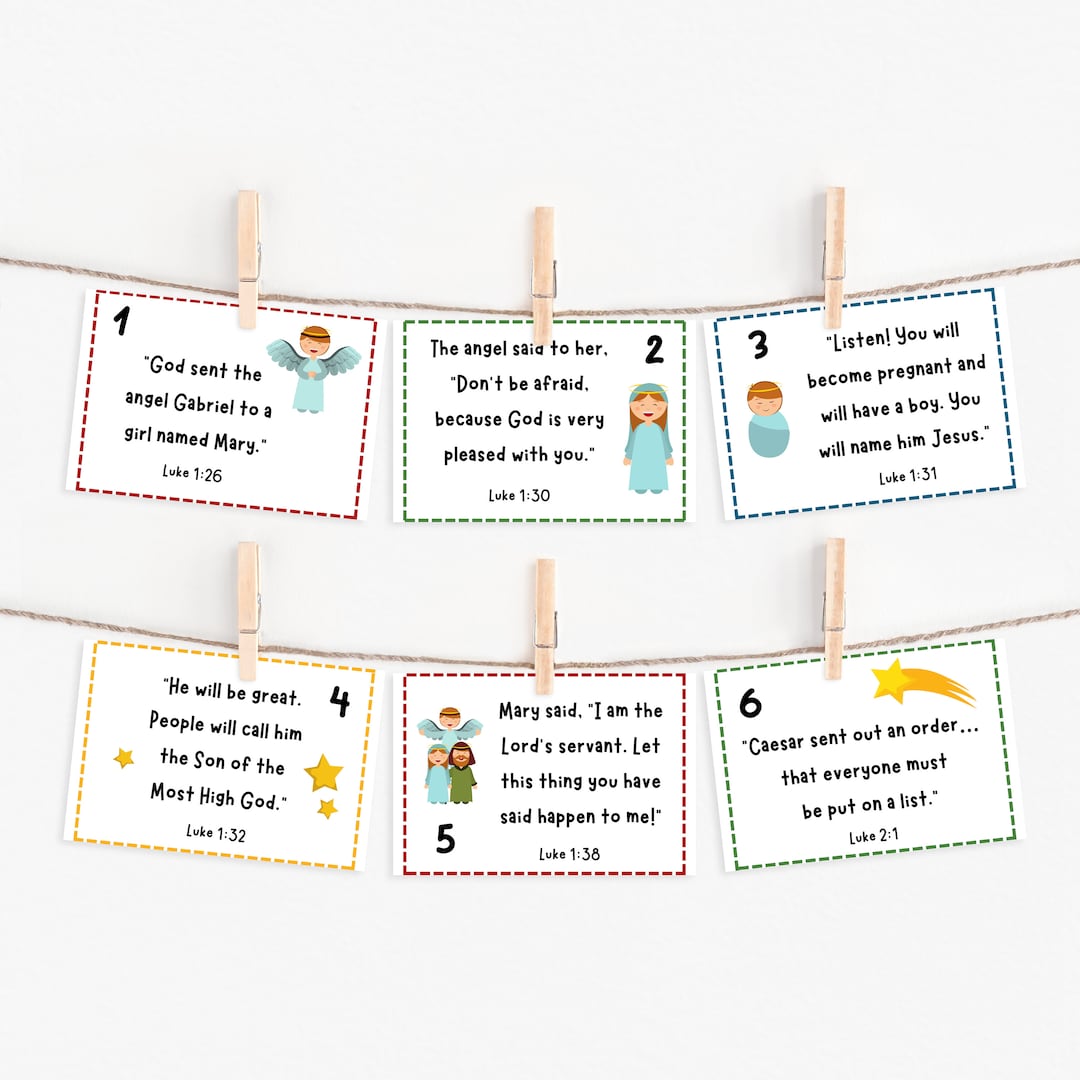 Kids Nativity Advent Calendar Scripture Cards Printable Digital ...