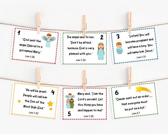 Printable Advent Cards, Christmas Countdown, Scripture Cards, Nativity ...