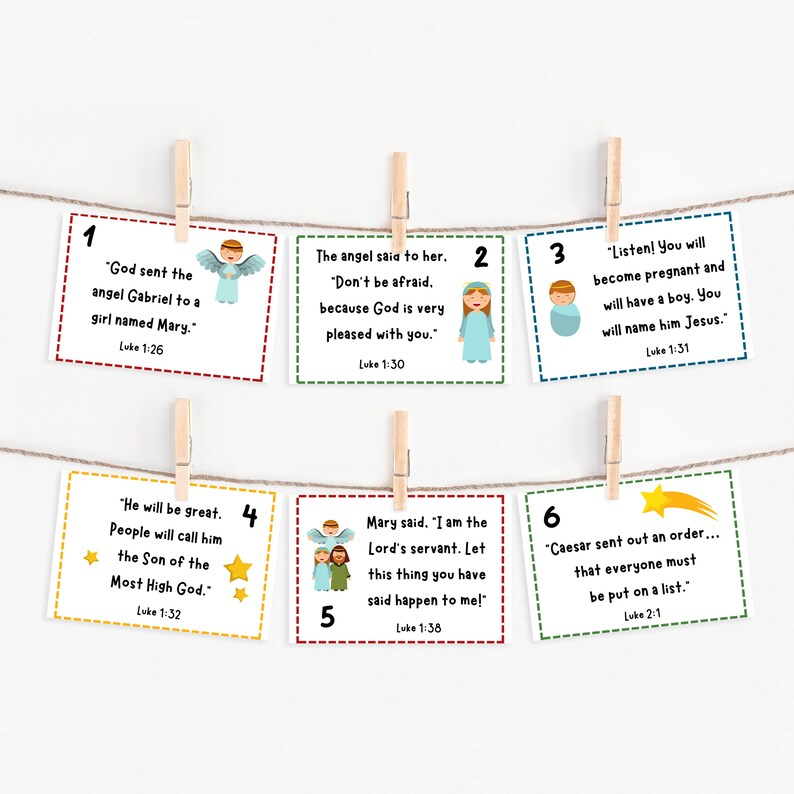 Kids Nativity Advent Calendar Scripture Cards Printable Digital ...