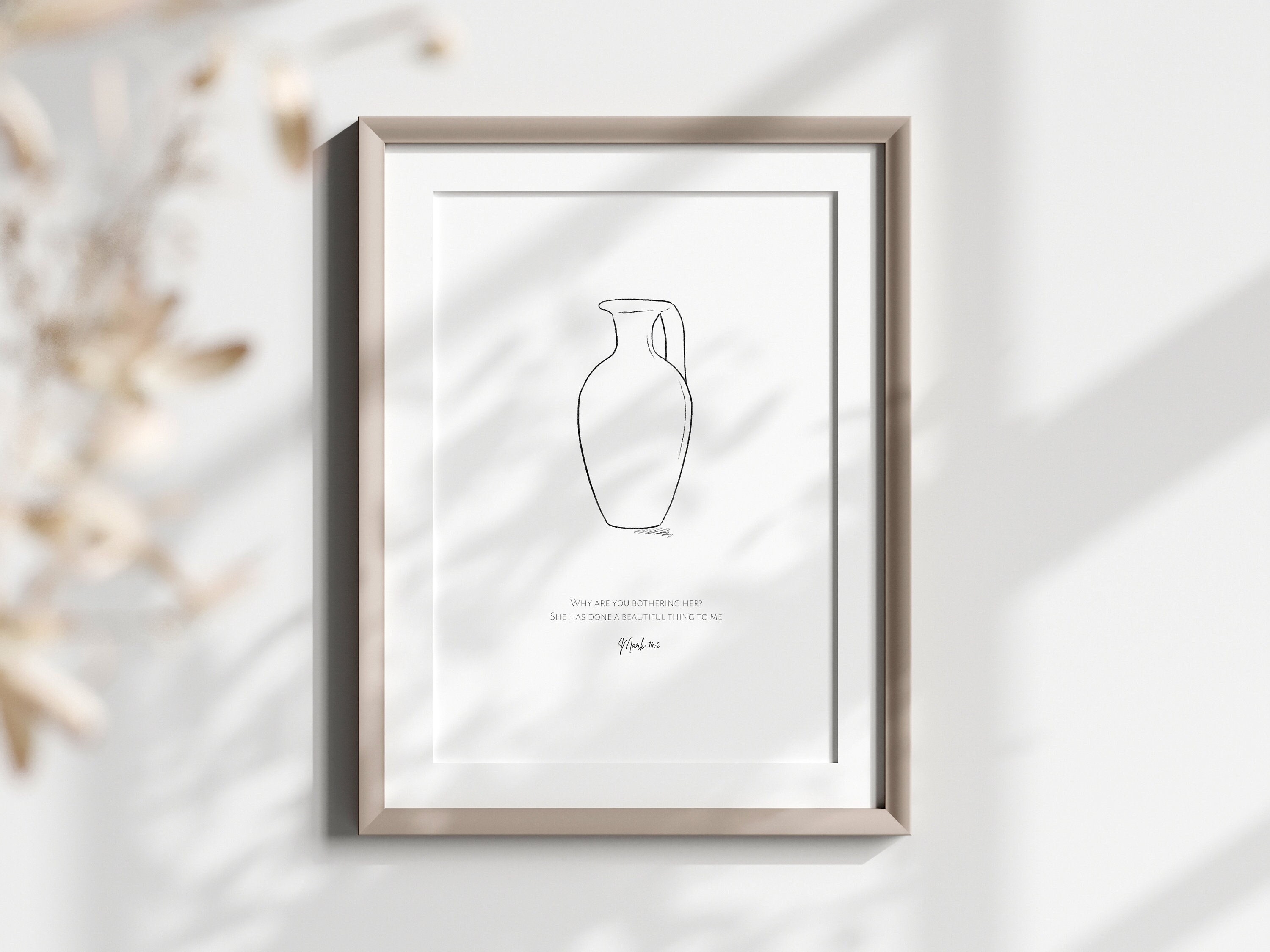 Printable Christian Line Art, Alabaster Jar, Bible Verse, Black and ...