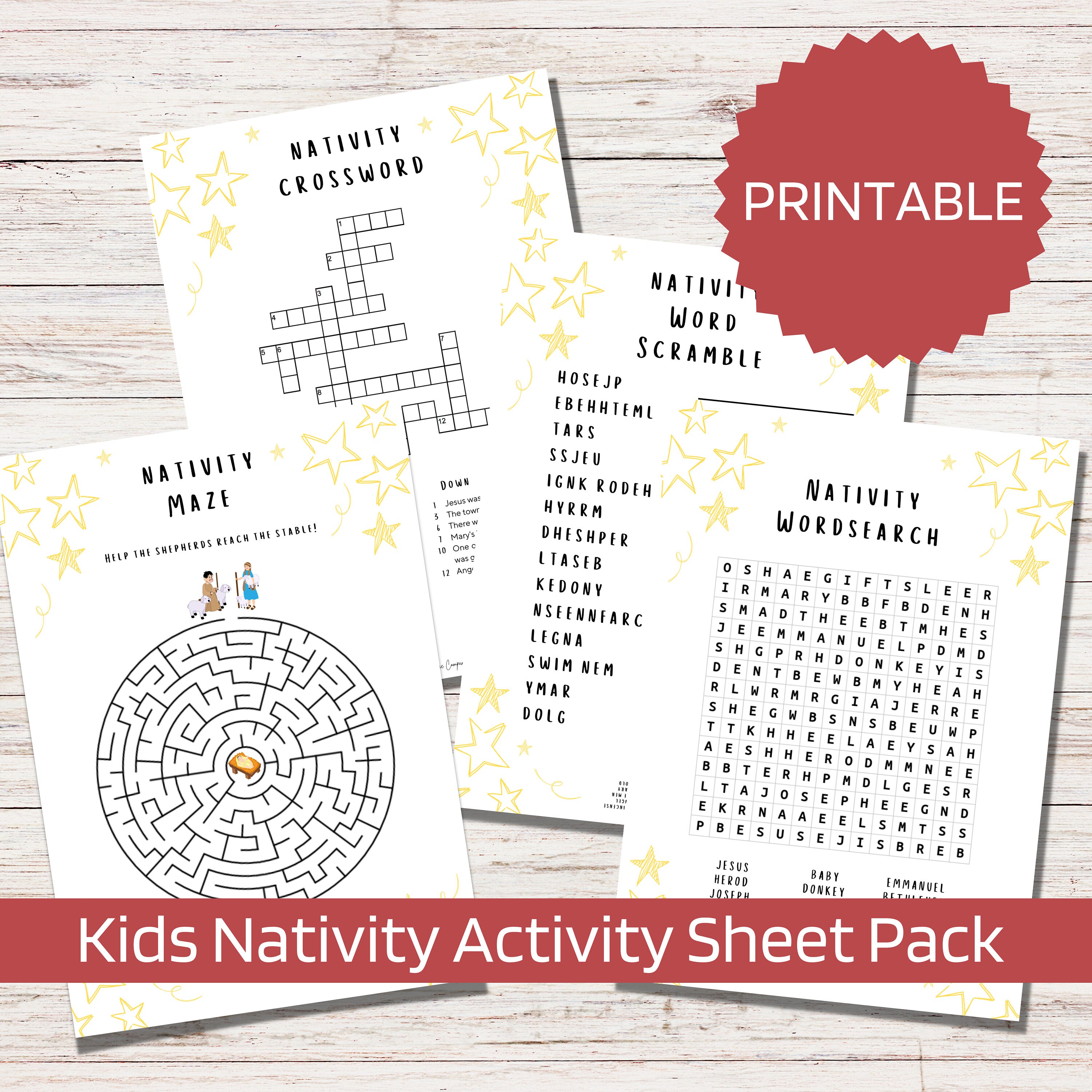 Printable Christmas Activity Sheets for Kids / Nativity for Kids ...