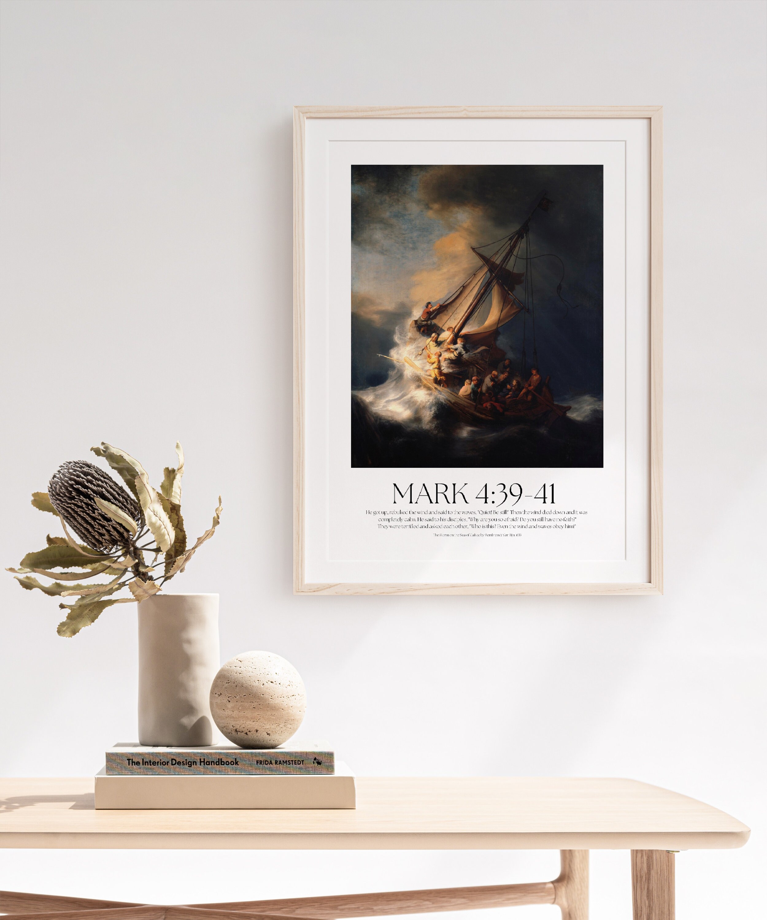 Printable Rembrandt Mark 4 Bible Verse Christian Artwork, Storm on the ...