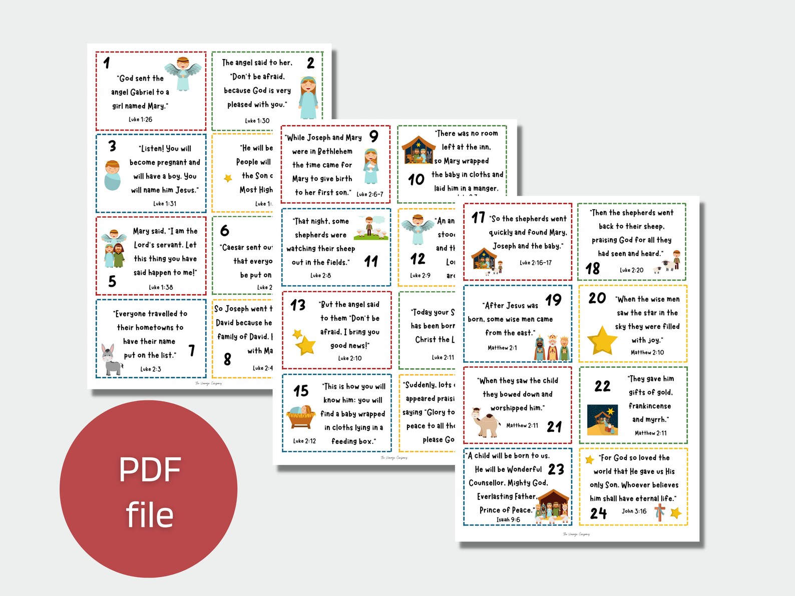 Kids Nativity Advent Calendar Scripture Cards Printable Digital ...