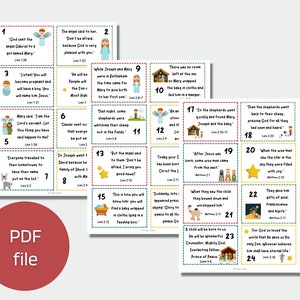Kids Nativity Advent Calendar Scripture Cards Printable Digital ...