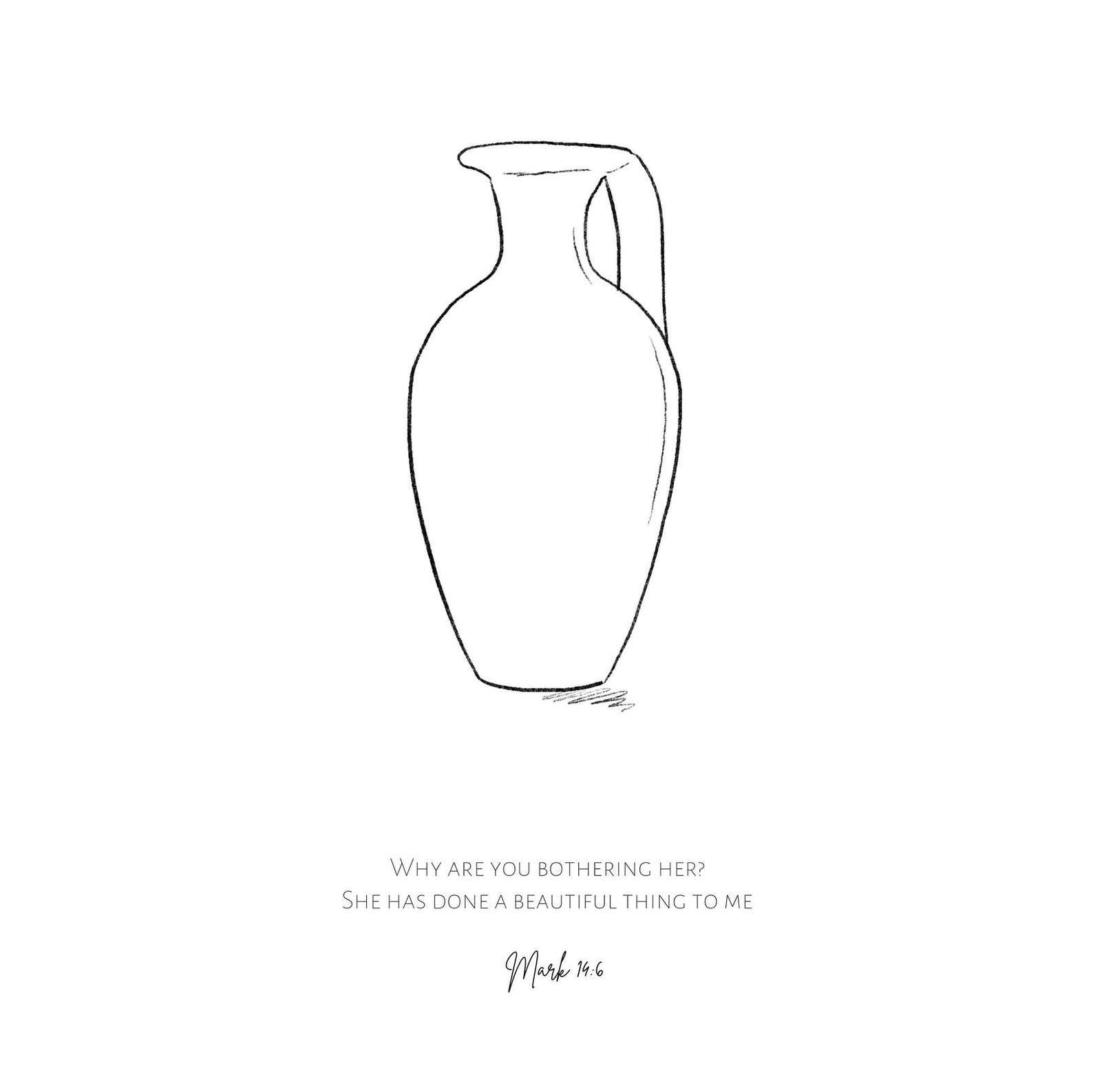 Printable Christian Line Art, Alabaster Jar, Bible Verse, Black and ...