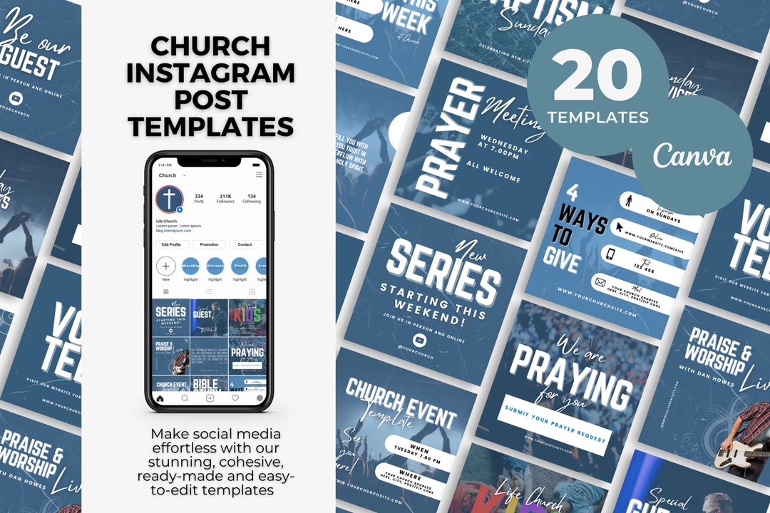 Instagram Post Templates for Christian Church Social Media Templates ...