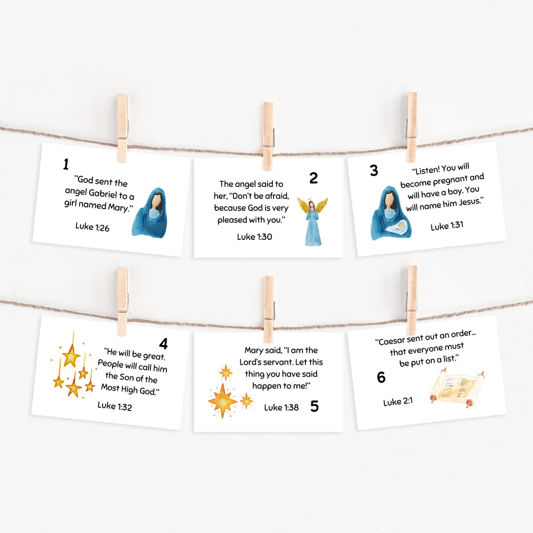 Christmas Advent Calendar Filler for Kids Scripture Cards Christmas ...